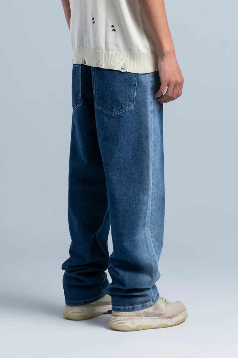 Unisex Blue Straight Fit Jeans – Eclipse Shop